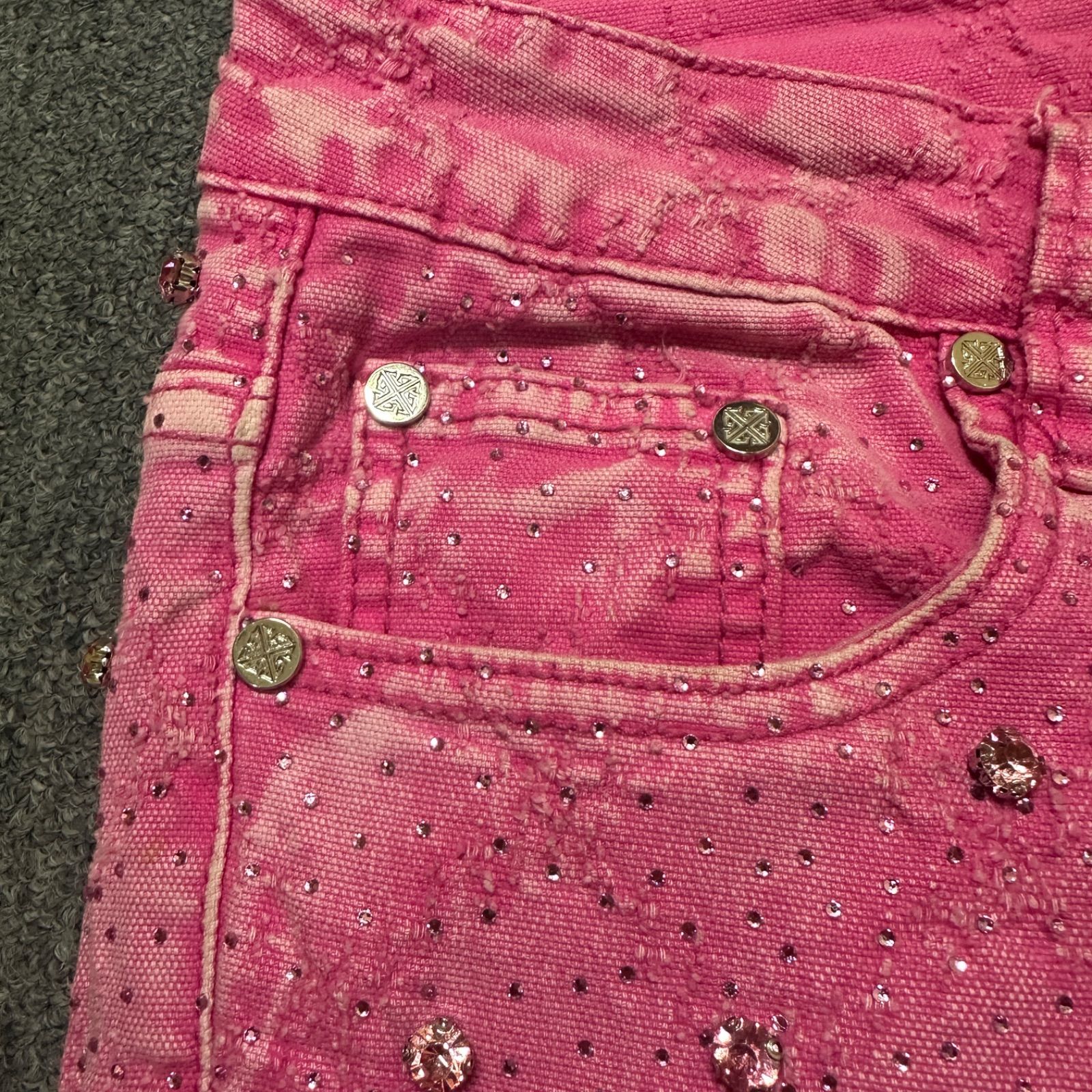 GUAPI EMBELLISHED DENIM PANTS スパンコールデニムパンツ スキニージーンズ グアピ ピンク 28 286M9 - メルカリ