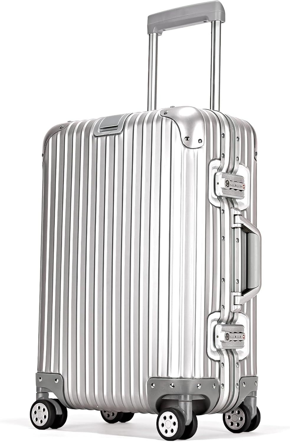 [Airmood] スーツケース オールアルミ合金 キャリーケース 銀 機内持ち込み キャリーバッグ 小型 軽量 耐衝撃 TSAロック ...