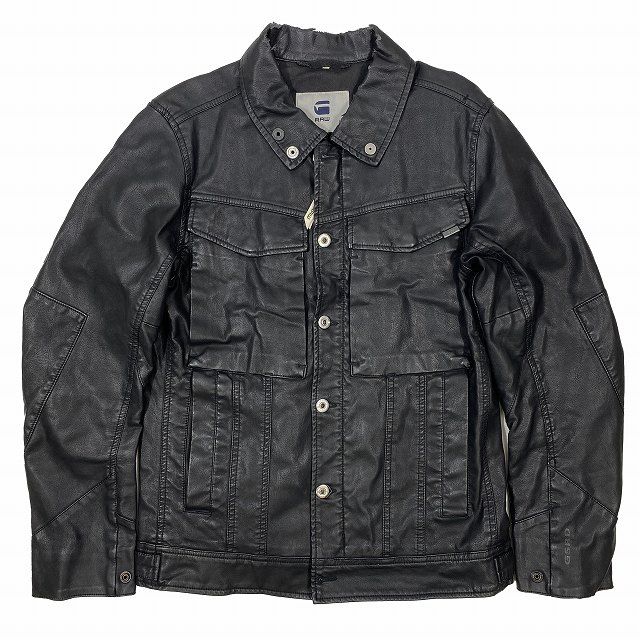 ジースターロウ G-Star RAW エコレザー ジャケット ブルゾン ジージャン アウター VODAN-R 3D SLIM GPL JKT D12653-5335-990 黒 ブラック ...
