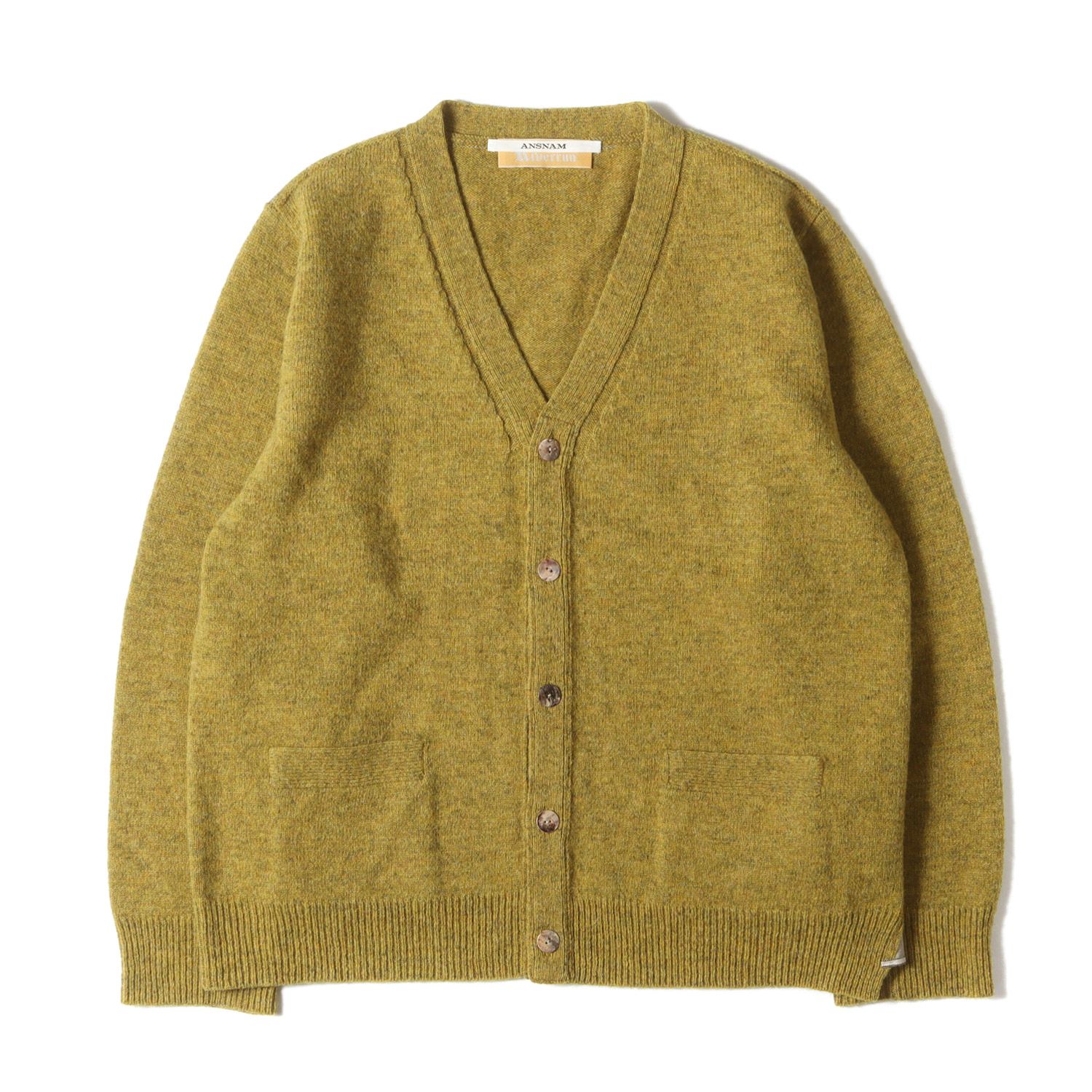 ANSNAM アンスナム カーディガン マスタード サイズ:04 | run エルボーパッチ付き ウールニット カーディガン | トップス セーター 羽織り【メンズ】【中古】【美品】【K4565】 美品】ANSNAM アンスナム カーディガン マスタード サイズ:04