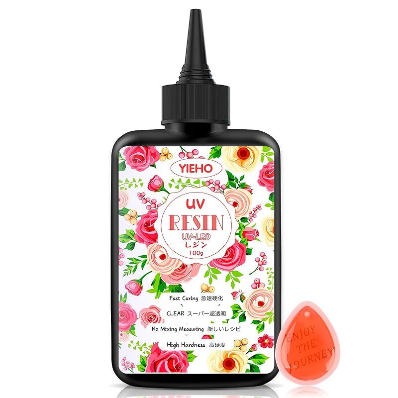 YIEHO UV レジン液-クリスタル状透明で硬いUV レジン液速硬化-レジン初心者向け Resin UV/LED対応DIYハンドメイドジュエリー, ジュエリー-100g ジン液-リコン ...