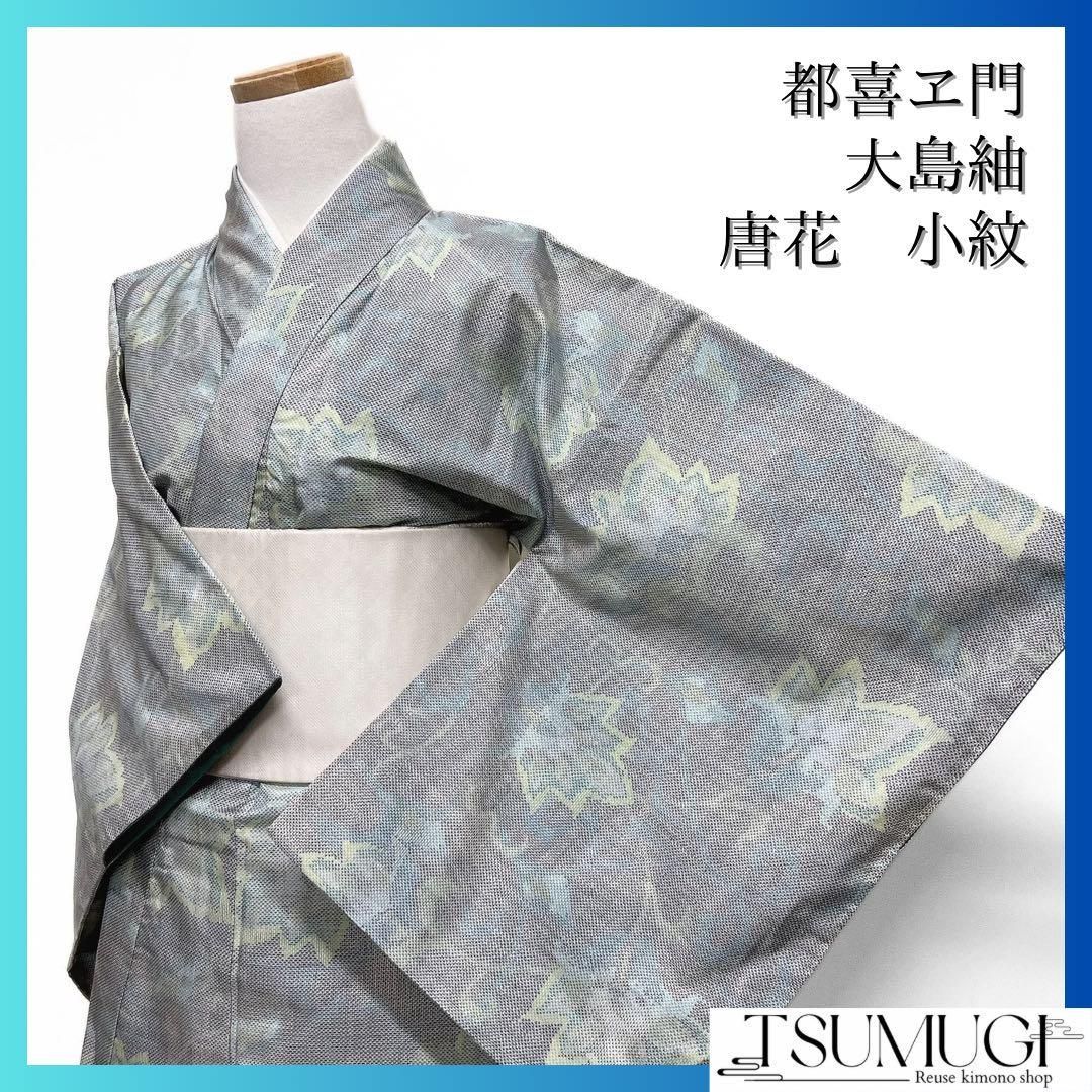 未着用 都喜エ門 小紋 白大島紬 唐花 着物 115a d - メルカリ