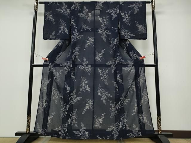 平和屋着物●小千谷紬　枝花文　正絹　逸品　未使用　CAAU2047yc 平和屋着物○小千谷紬 枝花文 正絹 逸品 未使用 CAAU2047yc