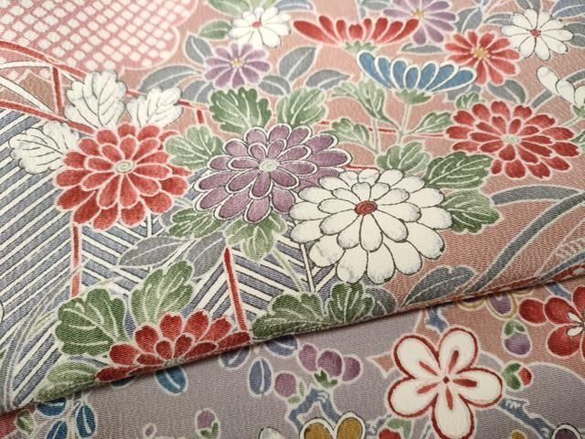 平和屋着物○上質な小紋 雲重ね鳳凰花蝶文 正絹 逸品 CAAZ2464ut