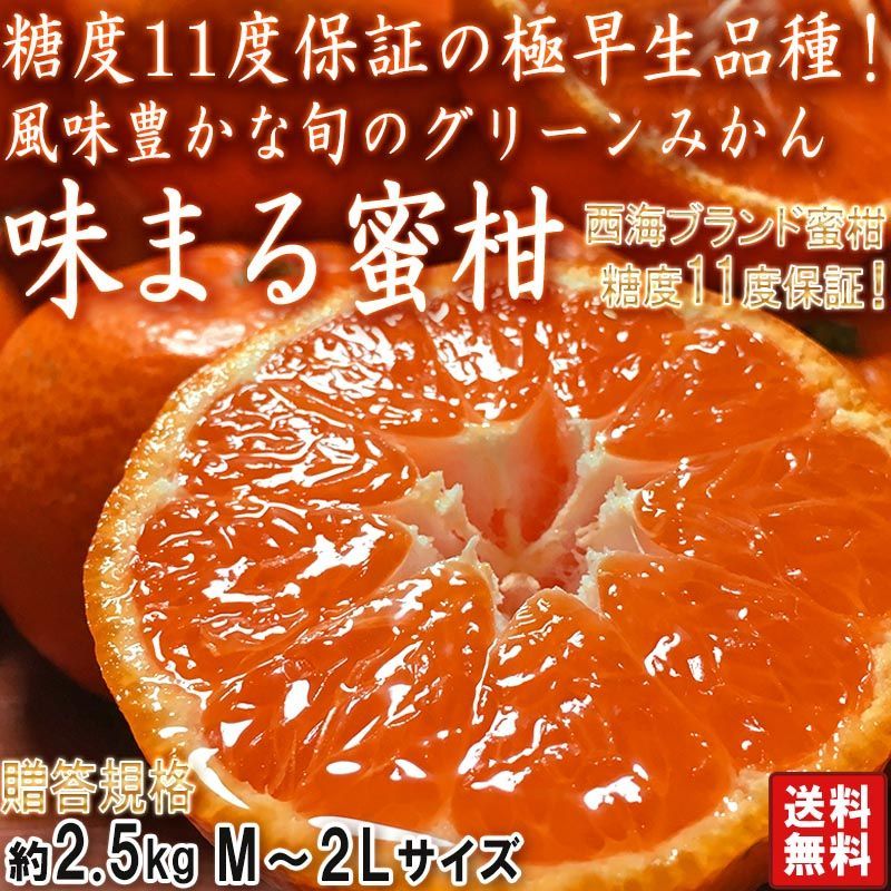 極早生 味まる蜜柑 約2.5kg M～2Lサイズ 長崎県産 贈答規格 JAながさき西海 糖度保証で安定した甘さ！爽やかな風味の西海ブランドみかん - メルカリ