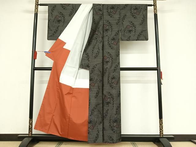 平和屋着物○本場大島紬 草花文 黒地 正絹 逸品 AAAZ3192np - メルカリ