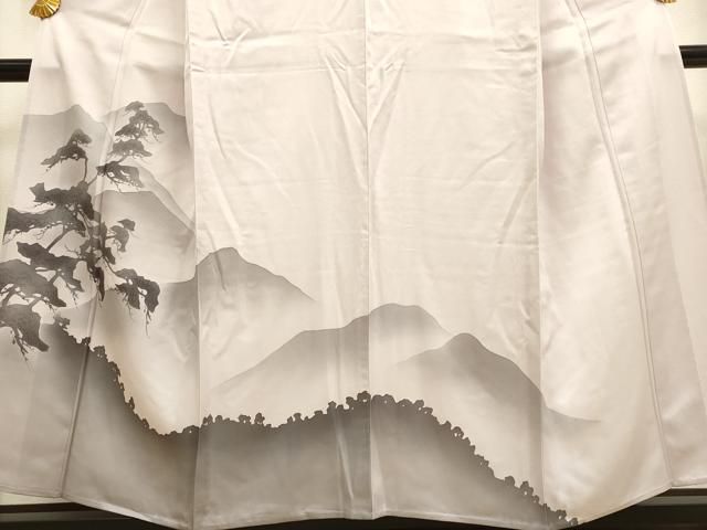 平和屋着物▽訪問着 単衣 手描き 重ね山松シルエット 暈し染め