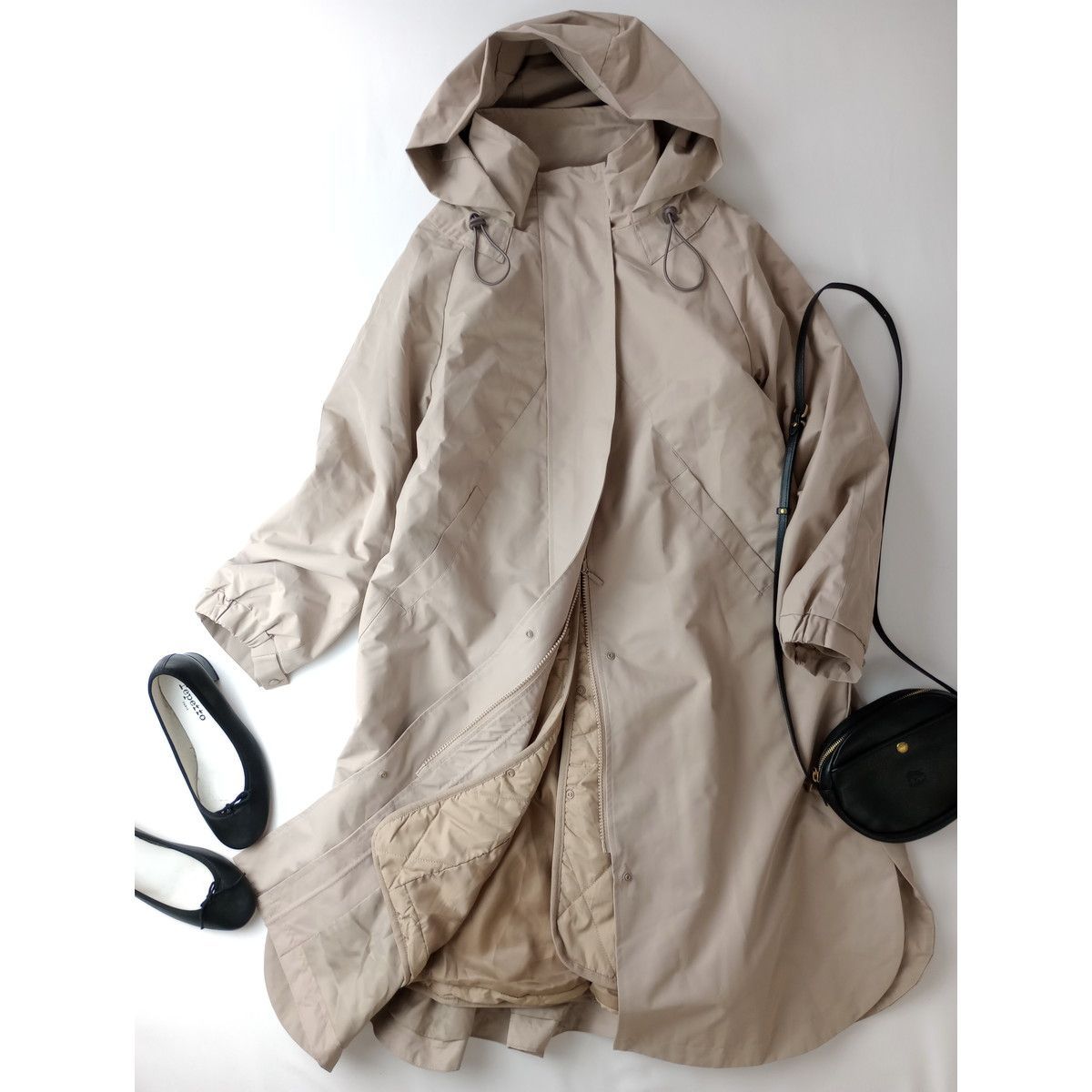 Zelal ゼラール ライナー付 2WAY マウンテンコート ロング フーデッドコート 9AR ベージュ (104Y+3542)24F - メルカリ