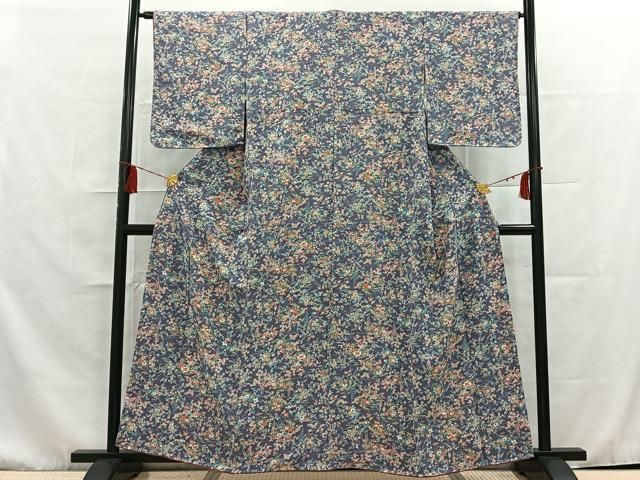 平和屋着物●上質な紬　麻の葉文　正絹　逸品　DAAY9363az 平和屋着物▽上質な紬 単衣 麻の葉文様 正絹 逸品 DAAV9725sf