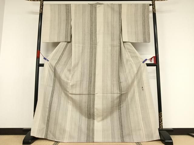 平和屋着物○上質な紬 縞 正絹 逸品 未使用 CAAU3013yc