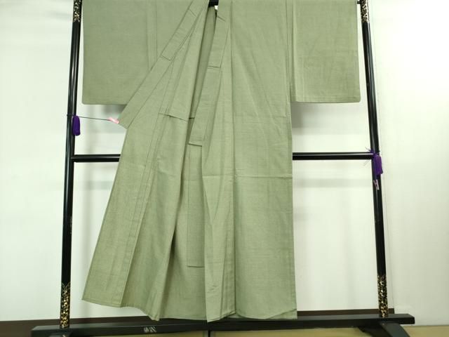 平和屋本店□極上 男性 結城紬 アンサンブル 長羽織 単衣 100亀甲 総