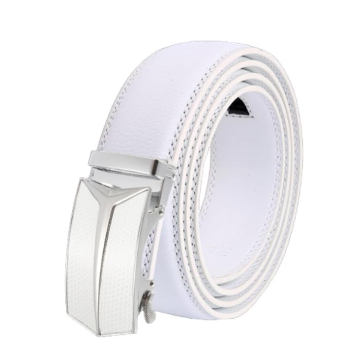 【迅速発送】FleurUneffe メンズ レディース ベルト ゴルフ ベルト おしゃれ 白帯 白ベルト 120cm帯 帯カット可能 サイズ調整自由 穴無し オートロック PUレザー 革 ...