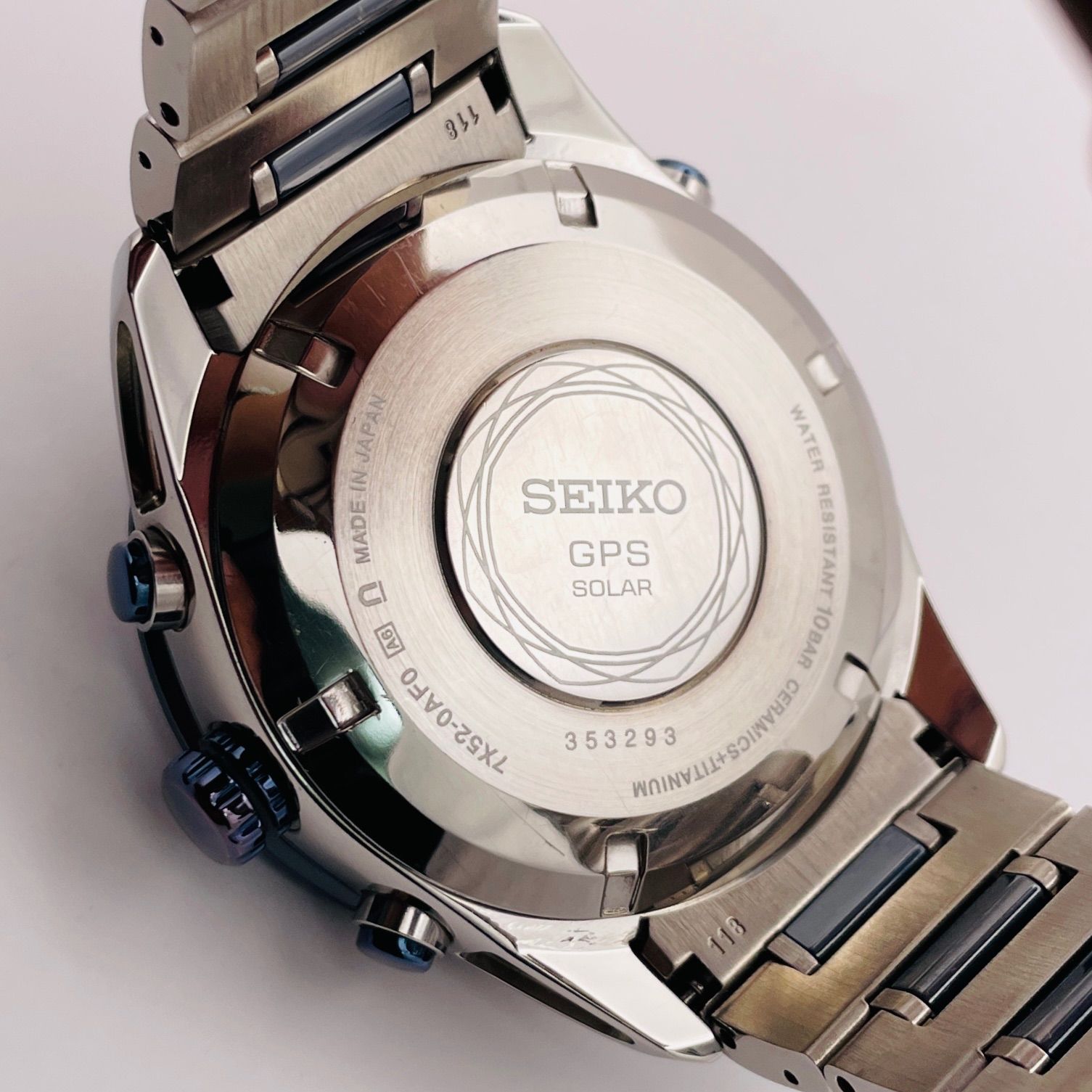 （T549）美品 正常稼働 SEIKO セイコー GPSソーラー ASTRON アストロン デュアルタイム ブライトチタン SBXA019 ...
