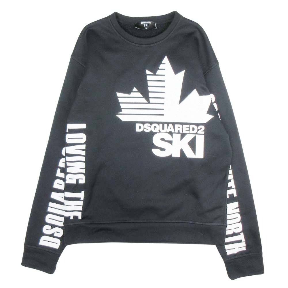 良品 20aw DSQUARED2 SKI ディースクエアード スウェット トレーナー プルオーバー シャツ ロゴプリント 裏起毛 M 黒 ...
