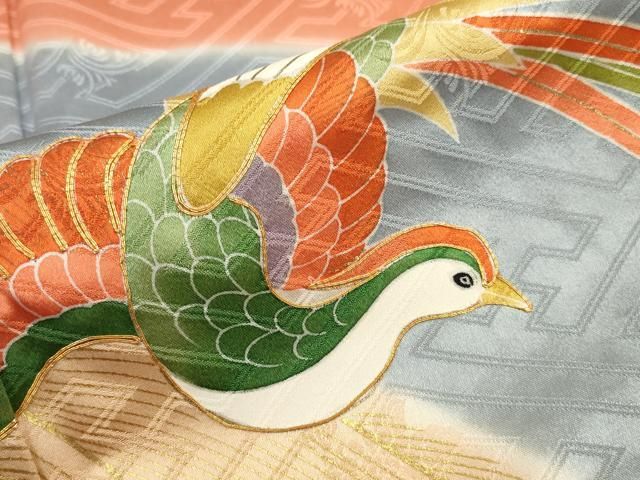 平和屋着物□豪華振袖 駒刺繍 鳳凰文 暈し染め 金彩 正絹 逸品