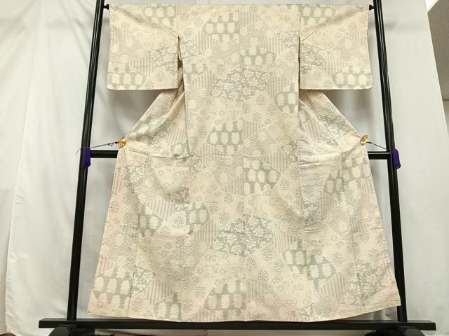 平和屋着物▽生紬 単衣 籬草花文 正絹 逸品 CAAV9183gh