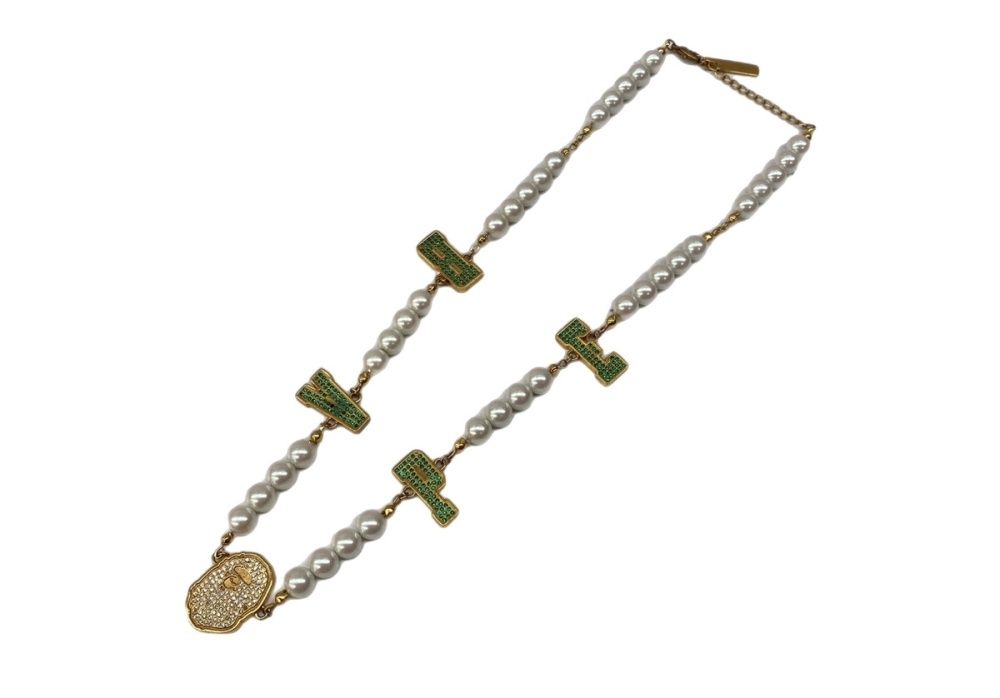 アベイシングエイプ A BATHING APE BAPE PEARL NECKLACE ベイプ パール ネックレス 真鍮 チャーム 白 金 ...