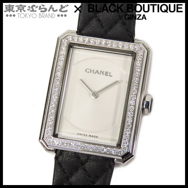 シャネル CHANEL ボーイフレンド H6955 ホワイト文字盤 SS カーフ スモール ダイヤモンドベゼル 腕時計 レディース クォーツ ...