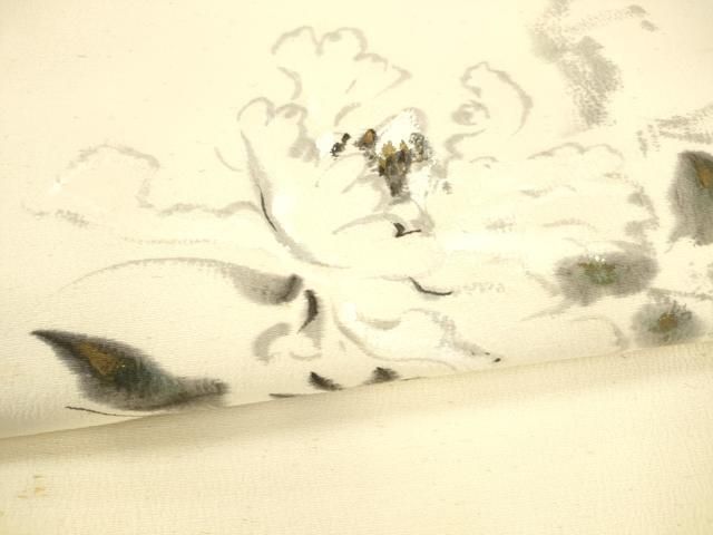 平和屋着物●九寸名古屋帯　作家物　手描き　紬地　草花文　金彩　正絹　逸品　DAAX5644cm 平和屋着物○九寸名古屋帯 作家物 手描き 紬地 草花文 金彩