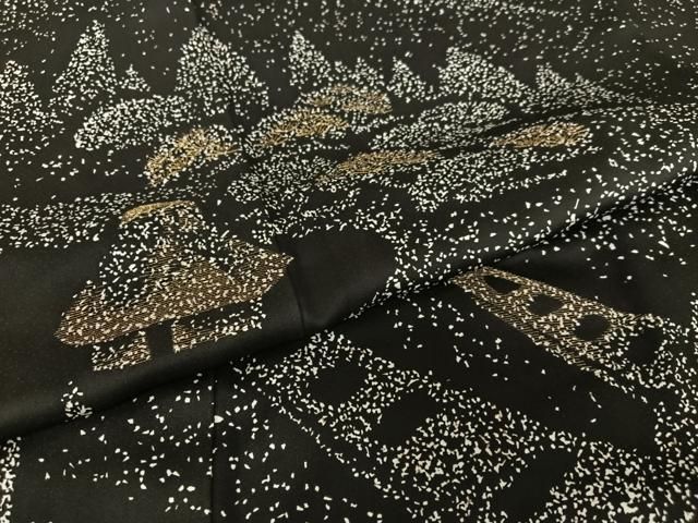 平和屋本店□極上 訪問着 駒刺繍 流線文 黒地 金彩 逸品 CYAA2861s5