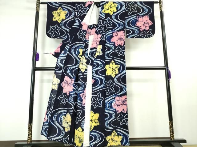 平和屋本店□極上 夏物 浴衣 有松鳴海絞り 竜田川 綿 逸品