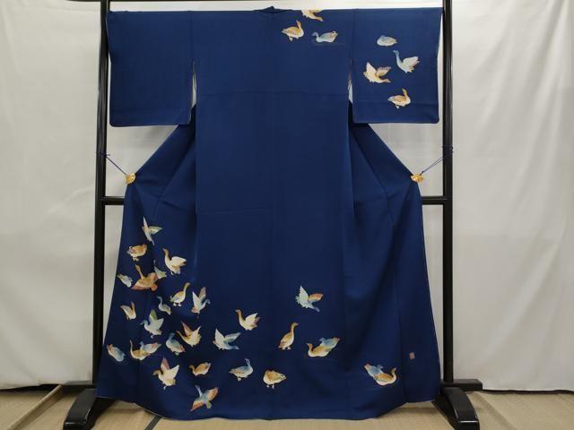 平和屋着物○お召 縞 正絹 逸品 AAAZ7513zg