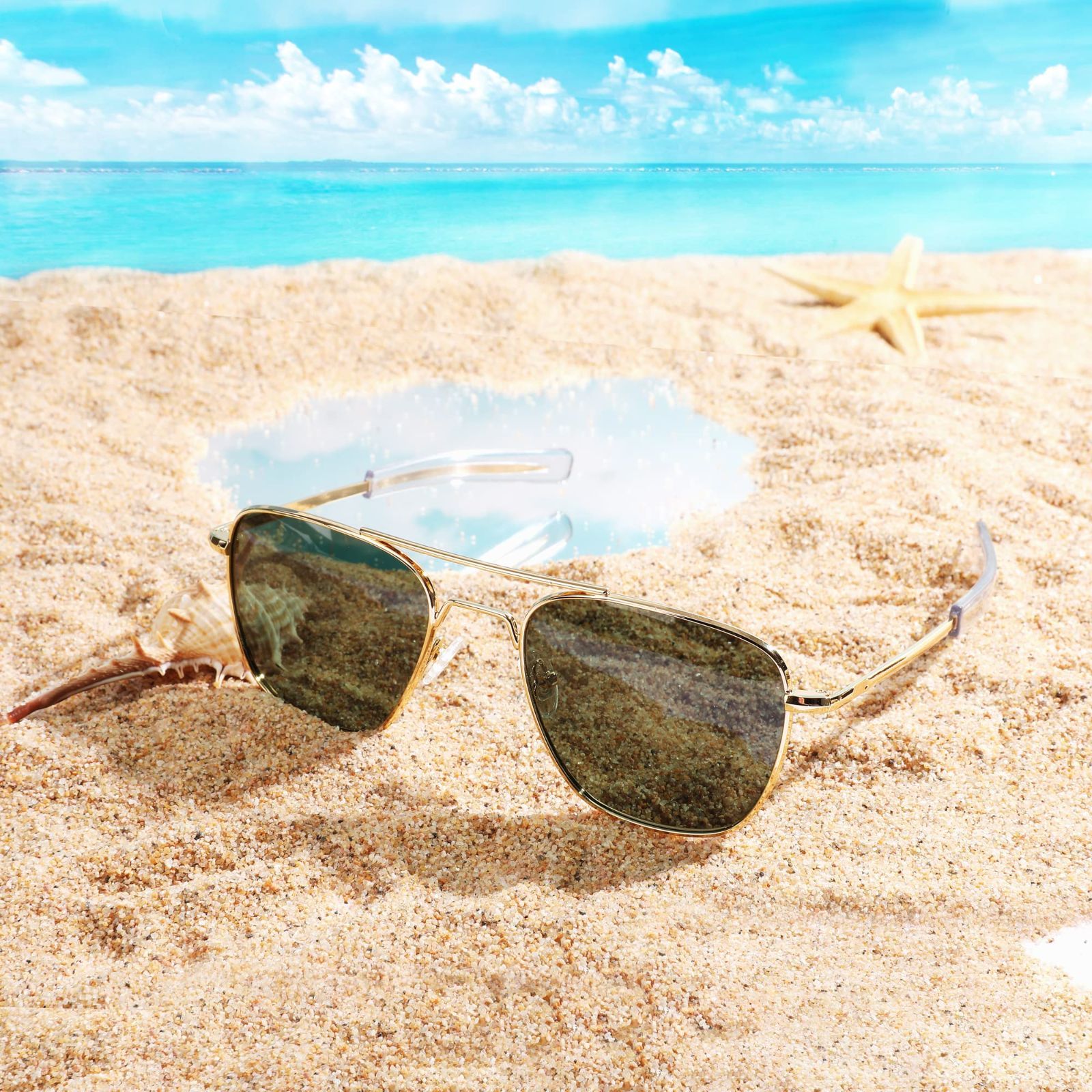 【人気商品】アビエイター サングラス 偏光 ミリタリー メンズ パイロット フレーム バヨネット テンプル [FEISEDY] ドライブ 旅行 ...