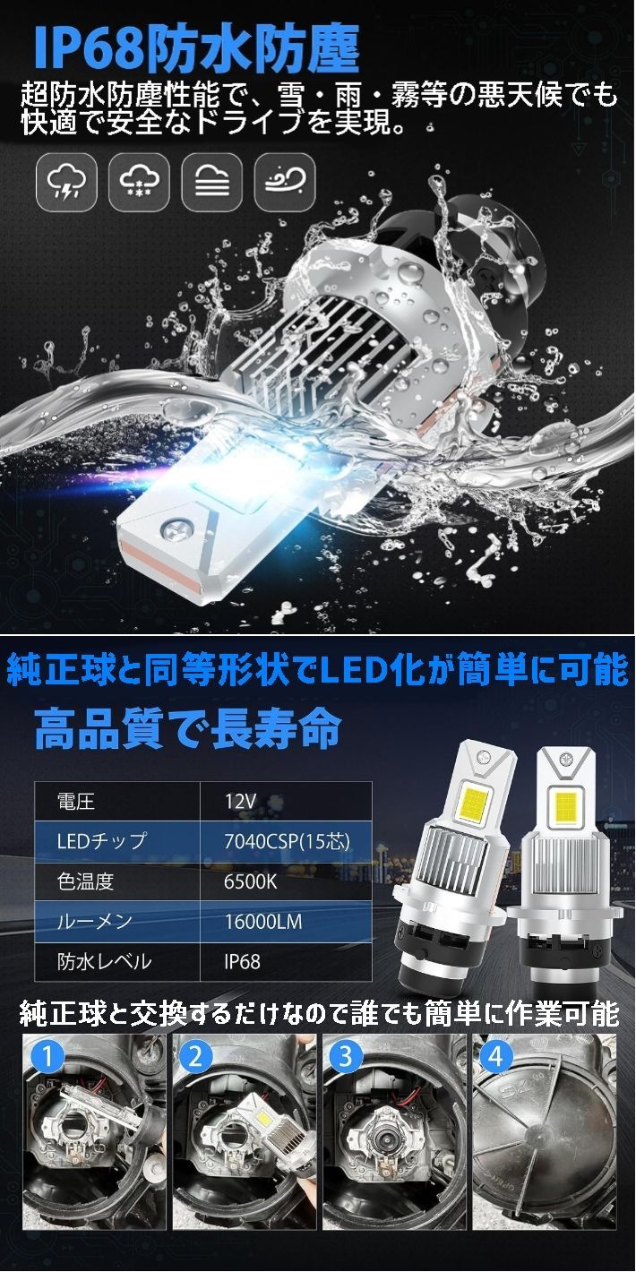 D4 業界初 純正HIDを完全無加工でLEDへ エブリィワゴン【EVERY WAGON】 DA17W H27.2 ～ HID D4R 装着車用 ...
