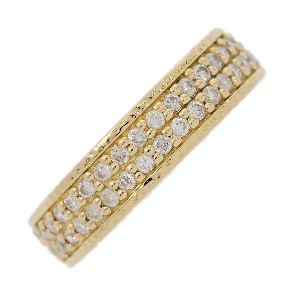 0.5ct/二連 ダイヤモンドリング・指輪/K18YG/750-2.8g/7号/#47/イエローゴールド/フルエタニティ/プレゼント/記念日【♀】【S】【レディース】★ 556104【中古 ...