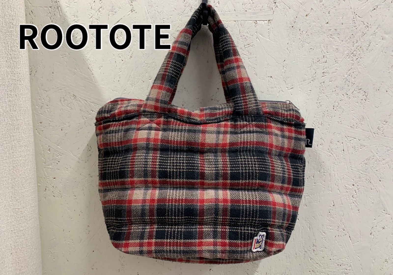 【お得】 A40 ROOTOTE/ルートート トートバッグ 赤 チェック 手提げバッグ ツイード フェザー ファスナー 匿名配送B - メルカリ