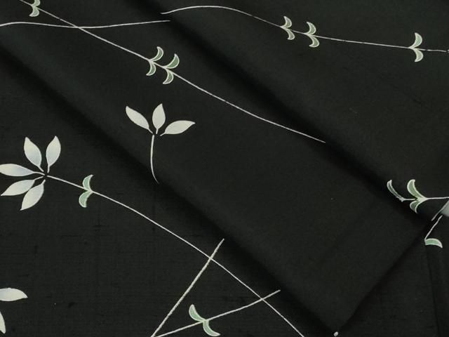 平和屋着物■極上　石川県指定無形文化財　牛首紬　白山工房　手織り　枝花文　黒地　逸品　DZAA6839kh5 平和屋着物□極上 石川県指定無形文化財 牛首紬 白山工房 手織り 枝花