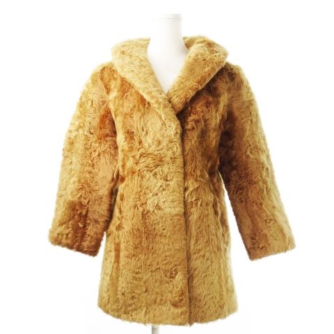 ノーブランド ファーコート ラムファー 毛皮 ミドル ショールカラー 茶 ブラウン /CK6 GY18 - メルカリ