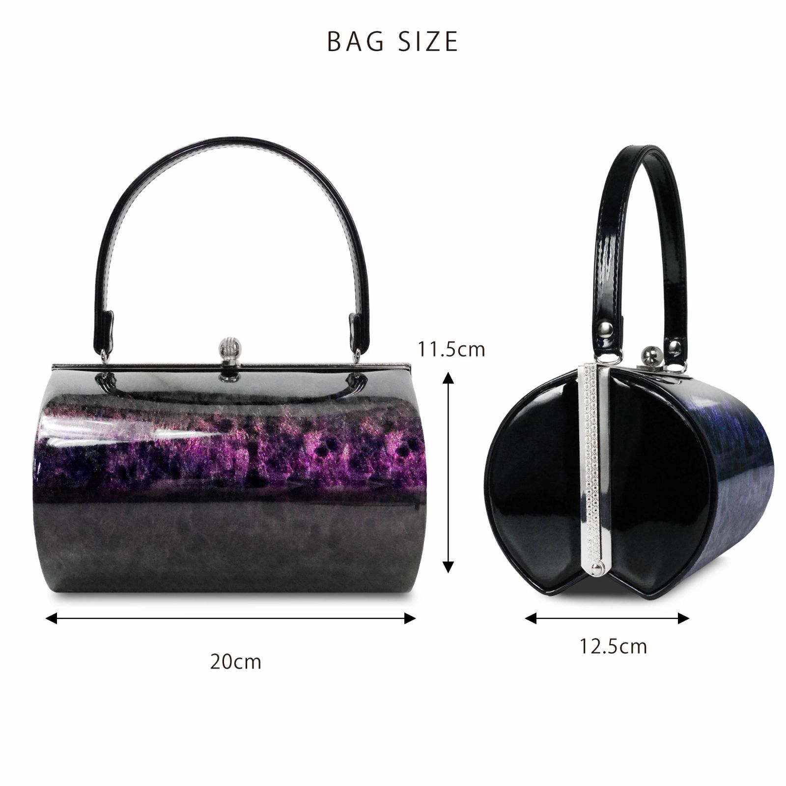 エナメル 遊色ラメ地 7cm 3枚芯 ハイヒール 草履 バッグ セット クール