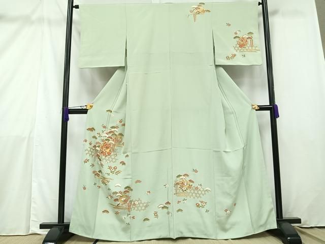 平和屋着物○訪問着 葡萄蔦の葉文 正絹 逸品 AAAY0142zg