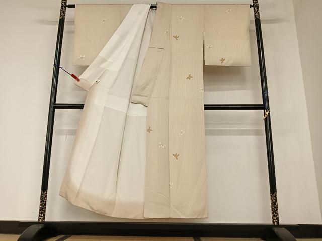 平和屋着物▽お召 単衣 色紙文 正絹 逸品 AAAZ9407fy