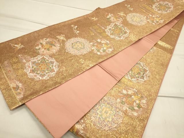 平和屋着物◎六通柄袋帯 正倉院花文 金糸 正絹 逸品
