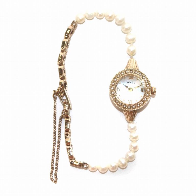 アガット agete CLASSIC 腕時計 クォーツ アナログ 2針 K10 SV ダイヤモンド 0.014ct 淡水パール シェル文字盤 イエローゴールド /YI2 - メルカリ