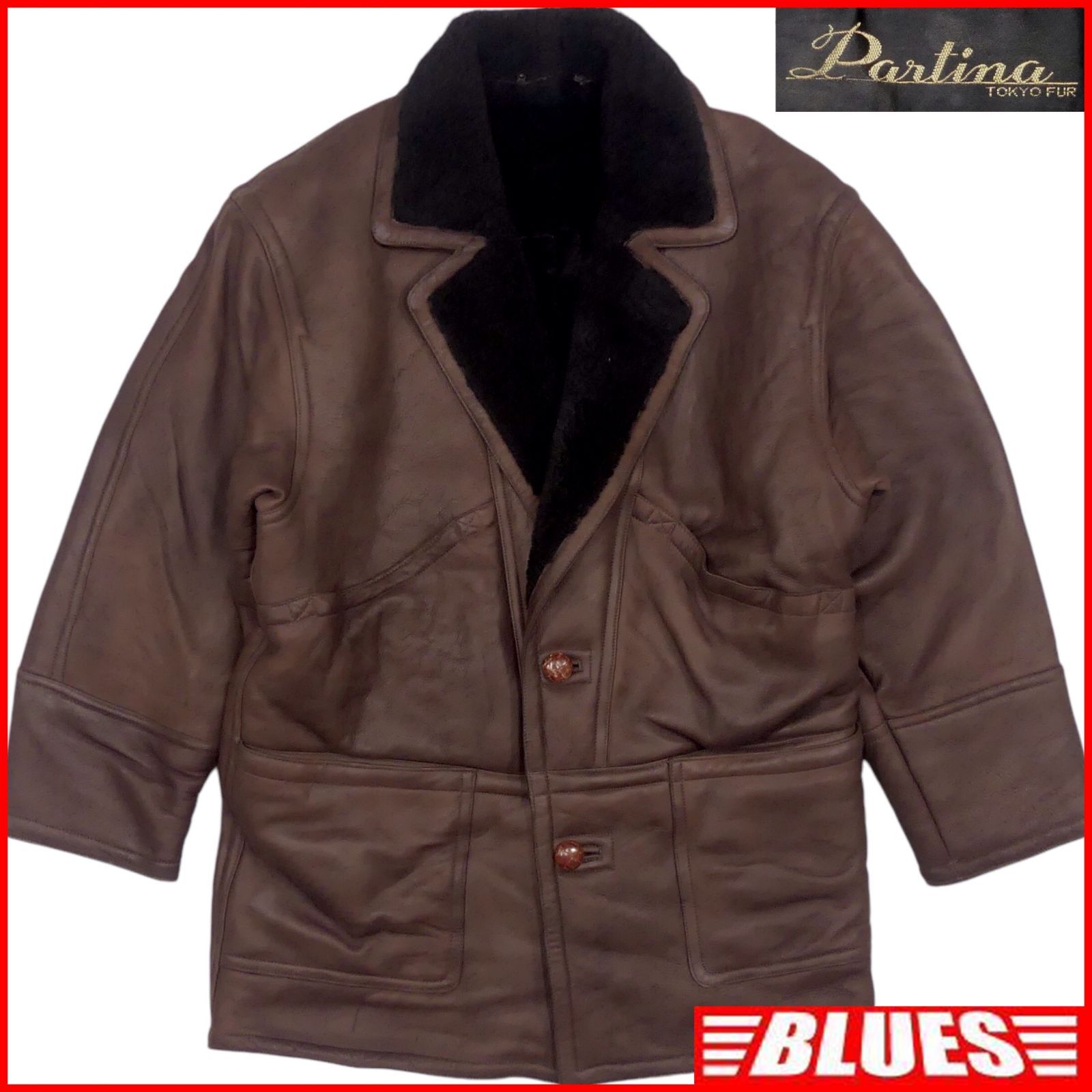Partina パルティナ ムートンジャケット ムートンコート 茶 レザー メンズ 古着 XXL ムートンアイテム一覧←SEULB屋着古← ...