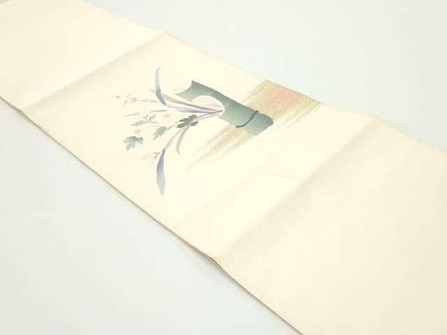 平和屋着物○西陣 小川英謹製 爪掻き本綴れ 八寸名古屋帯 桃山菱 金糸