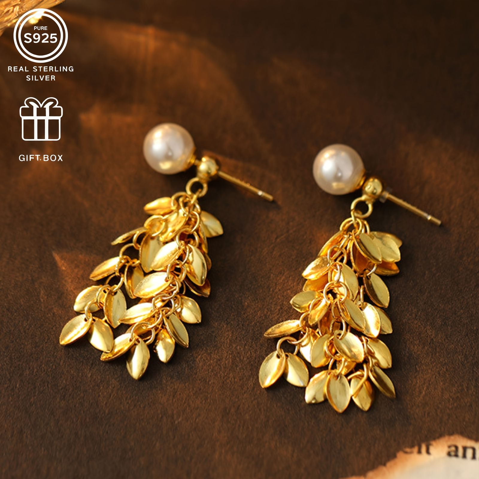 エレガントなS925スターリングシルバー小麦のフリンジリーフイヤリング、2個セット - クリスマス、ハロウィン、感謝祭、カーニバルに最適 - 母親、恋人、友人への理想的なギフト、3.6g - メルカリ