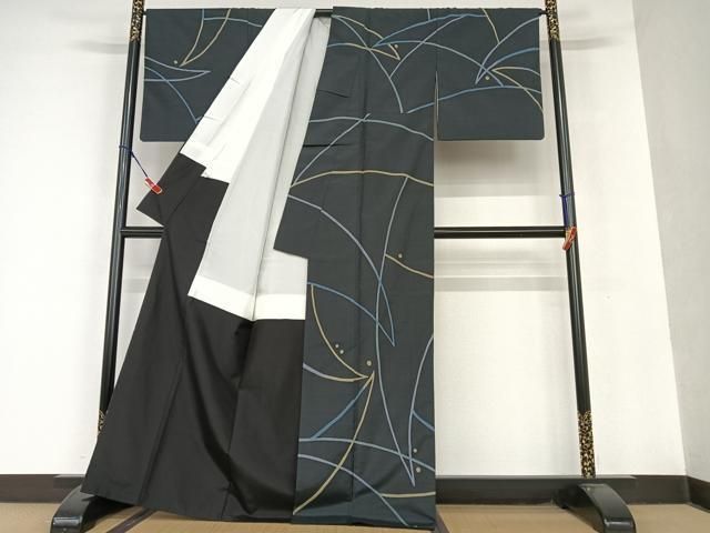 平和屋着物○極上 本場染大島紬 訪問着 幾何学文様 正絹 逸品