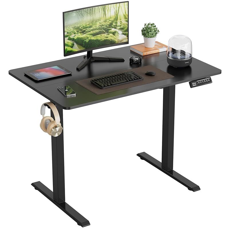 Alebert 電動式スタンディングデスク 昇降式デスク 幅100cm*奥行60cm 昇降デスク 電動昇降デスク 高さ調節デスク ゲーミングデスク パソコンデスク メモリー機能付き 人間工学 ...