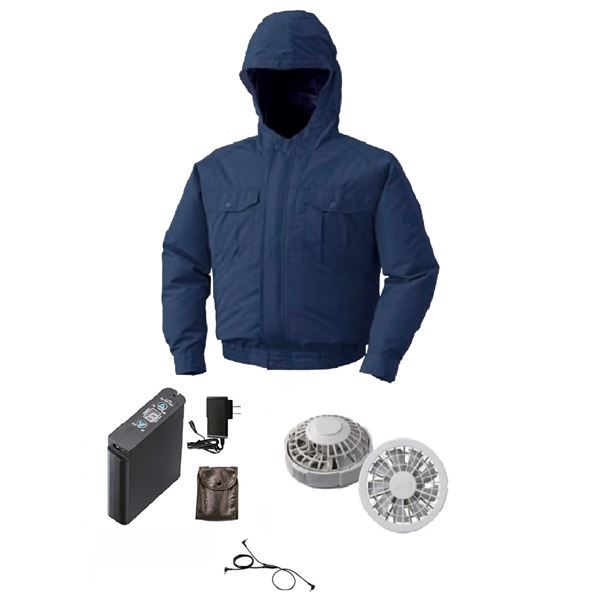 【在庫限り】KU90800 空調服 R ポリエステル製フード付き チタン加工 FAN2200G・RD9261・LIPRO2セット ダークブルー 2L - メルカリ