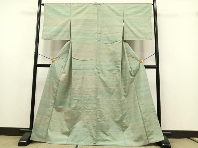 平和屋着物○紅花紬 米沢 縞 正絹 逸品 AAAY1737np