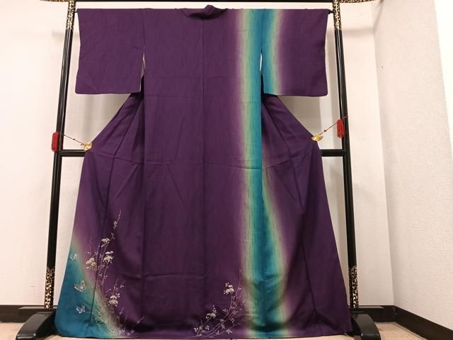 平和屋着物●訪問着　舞花文　暈し染め　正絹　逸品　AABD4418ph 平和屋着物○訪問着 花蝶文 暈し染め 金彩 やまと誂製 正絹 逸品