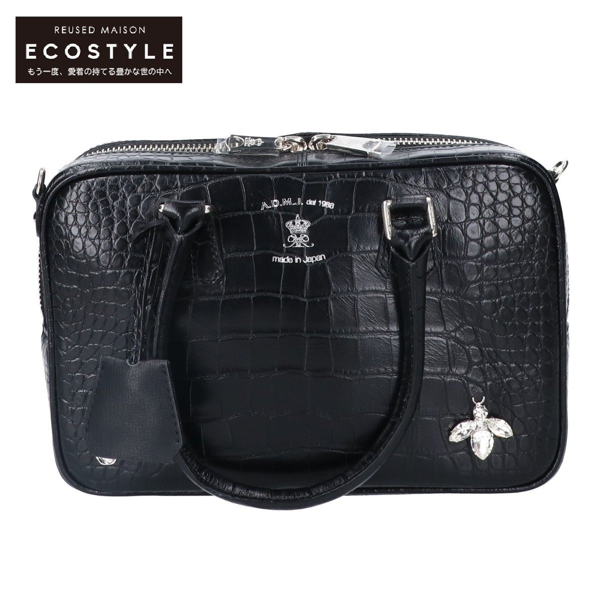 A.D.M.J. Accessoires De Mademoiselle ADMJ 【新品未使用】20SS01009 CROCOEMBOSSING BEE MOTIF BOSTONBAG ...