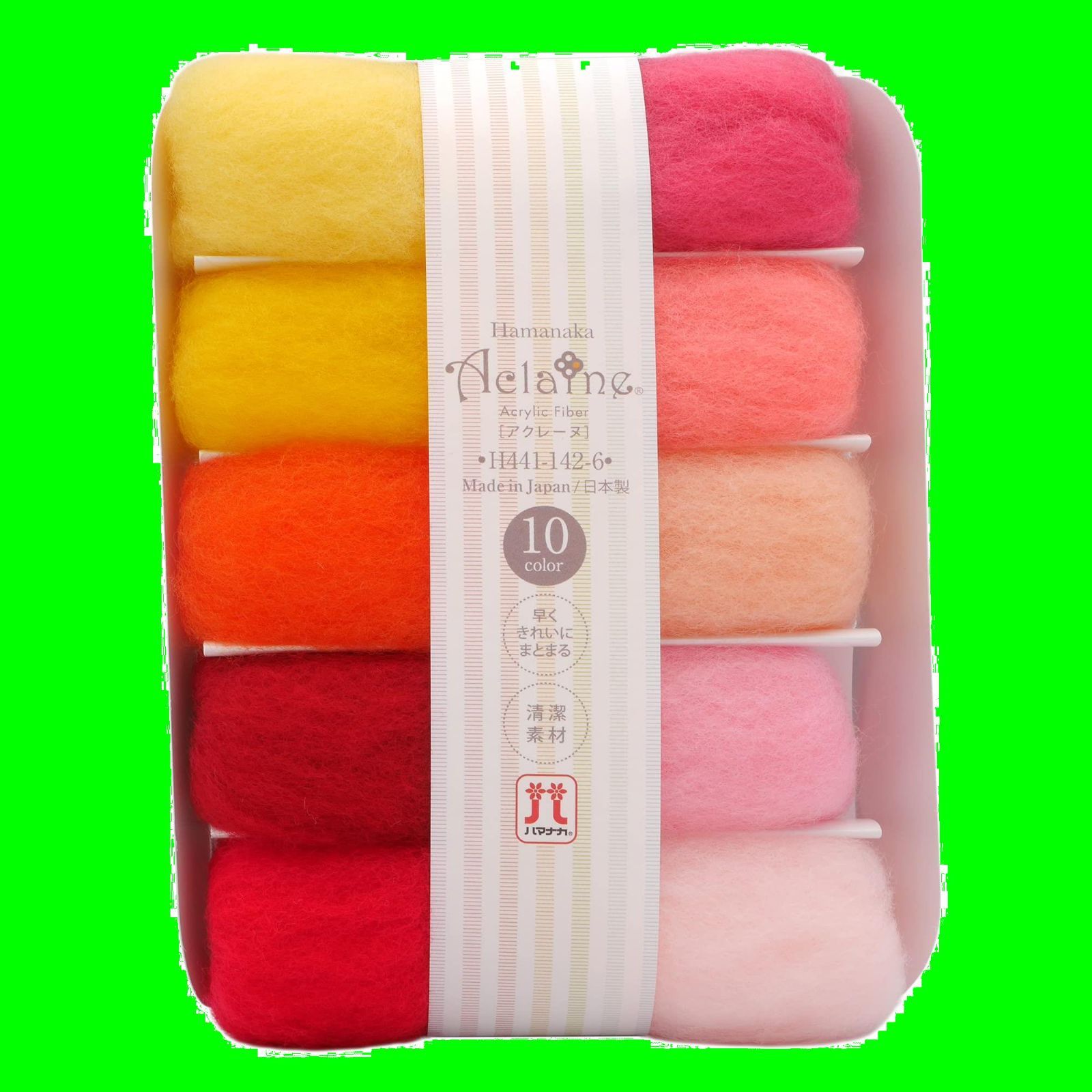 【人気商品】ハマナカ 羊毛フェルト アクレーヌ 10色セット 各色約2g入り 赤・黄・ピンク系 H441-142-5 - メルカリ