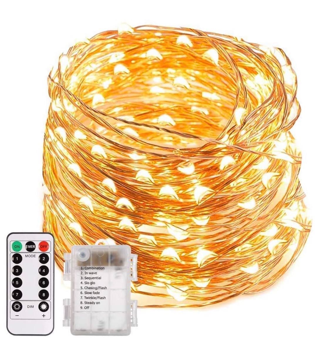 [BOEN]イルミネーションライト LED クリスマスライト 10メータル 電池式 100電球 リモコン付き ウォームホワイト - メルカリ
