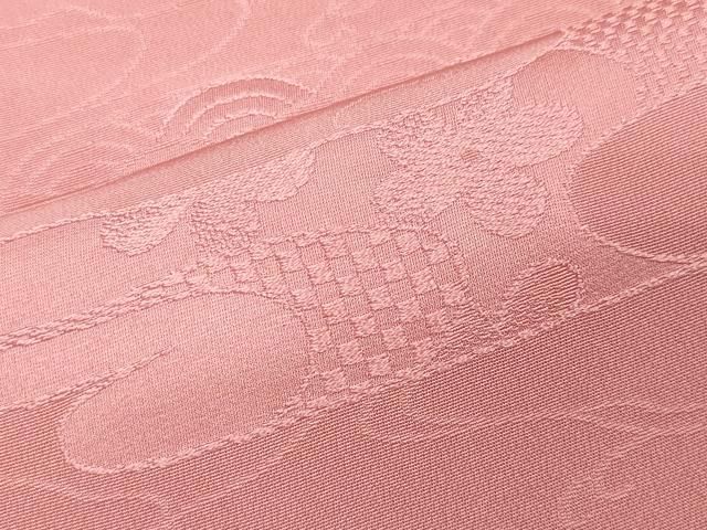 平和屋着物□上質な色無地 エ霞花地紋 薄紅色 正絹 逸品 未使用