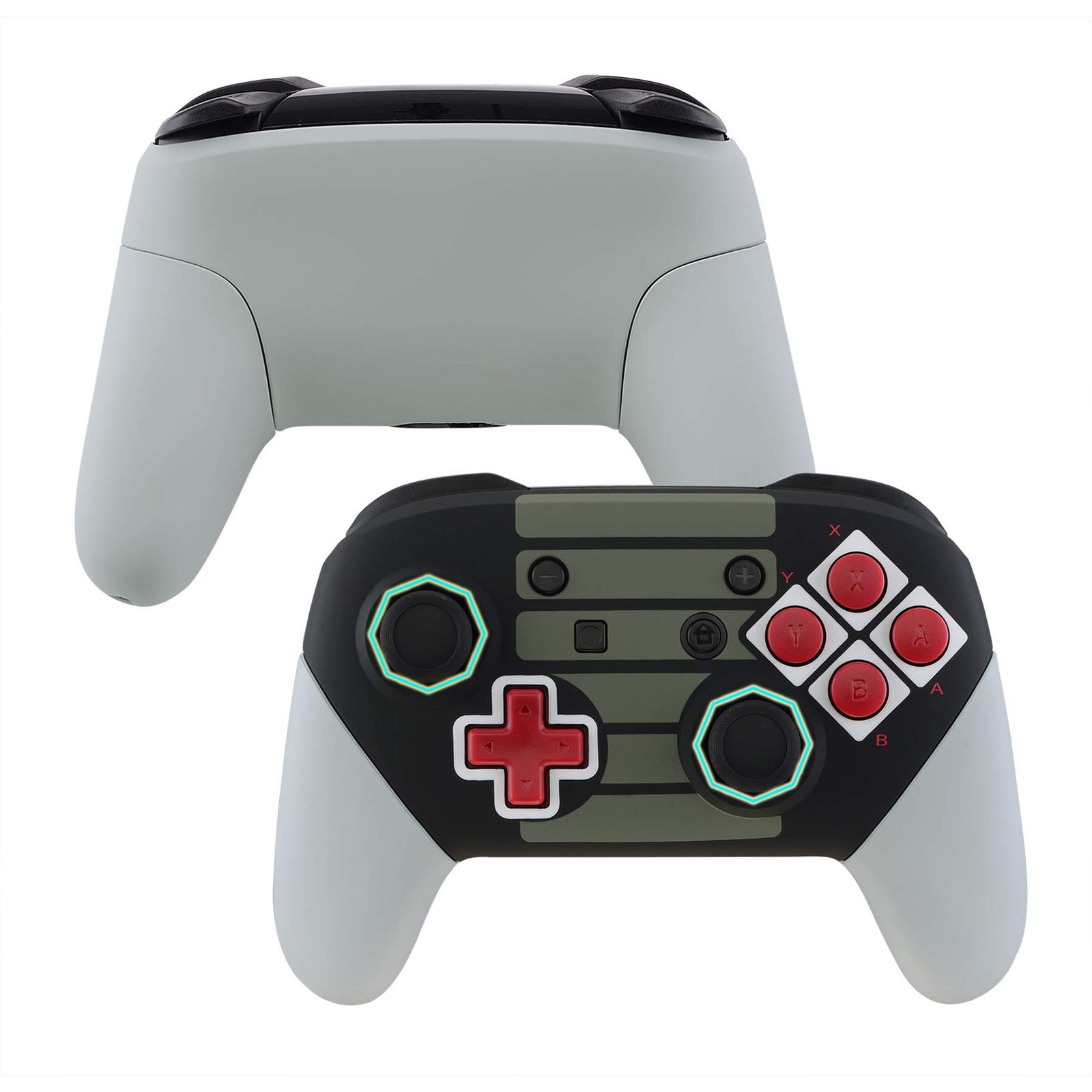 eXtremeRate クラシック NES スタイル フェースプレート バックプレート ハンドルカバー、八角形のゲート付きスティックデザイン ...